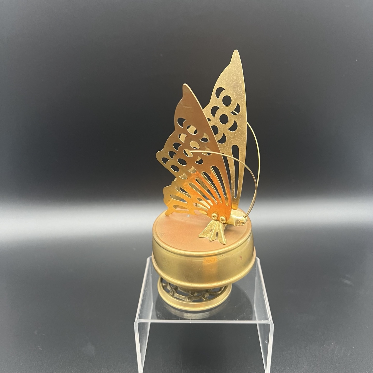 Vintage Butterfly Solid Brass Music Box MCM Beautiful Dreamer Taiwan Works