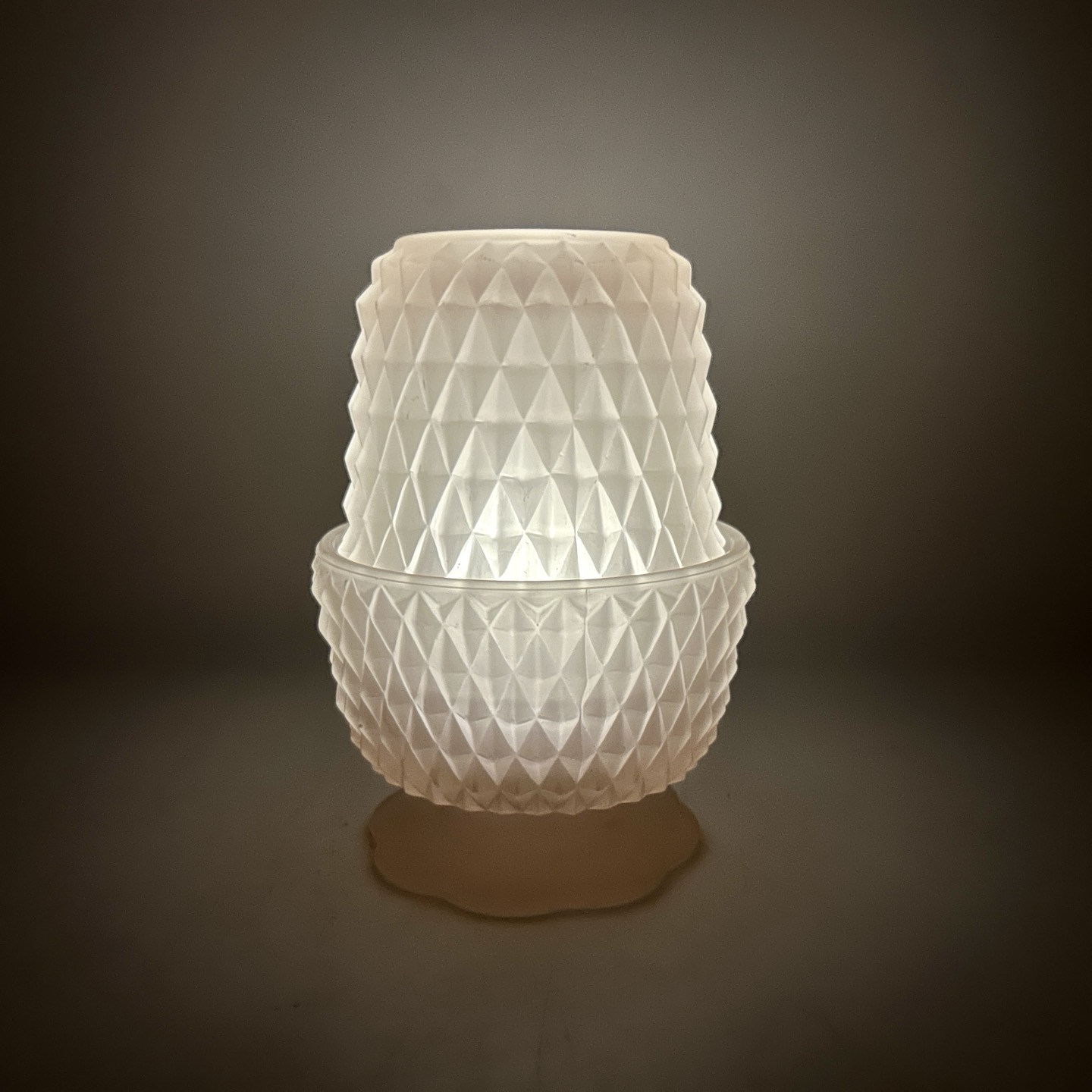 Vintage Indiana Glass Satin Pink Frosted Diamond Point Fairy Lamp ...