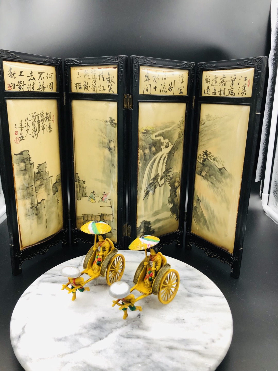 Vintage Mini Bi-Fold Made In Hong Kong Room Divider With Two Plastic ...