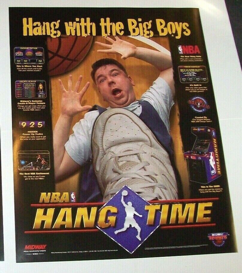 NBA Hang Time Arcade POSTER Original Video Game Wall Artwork 28" X 22.5"