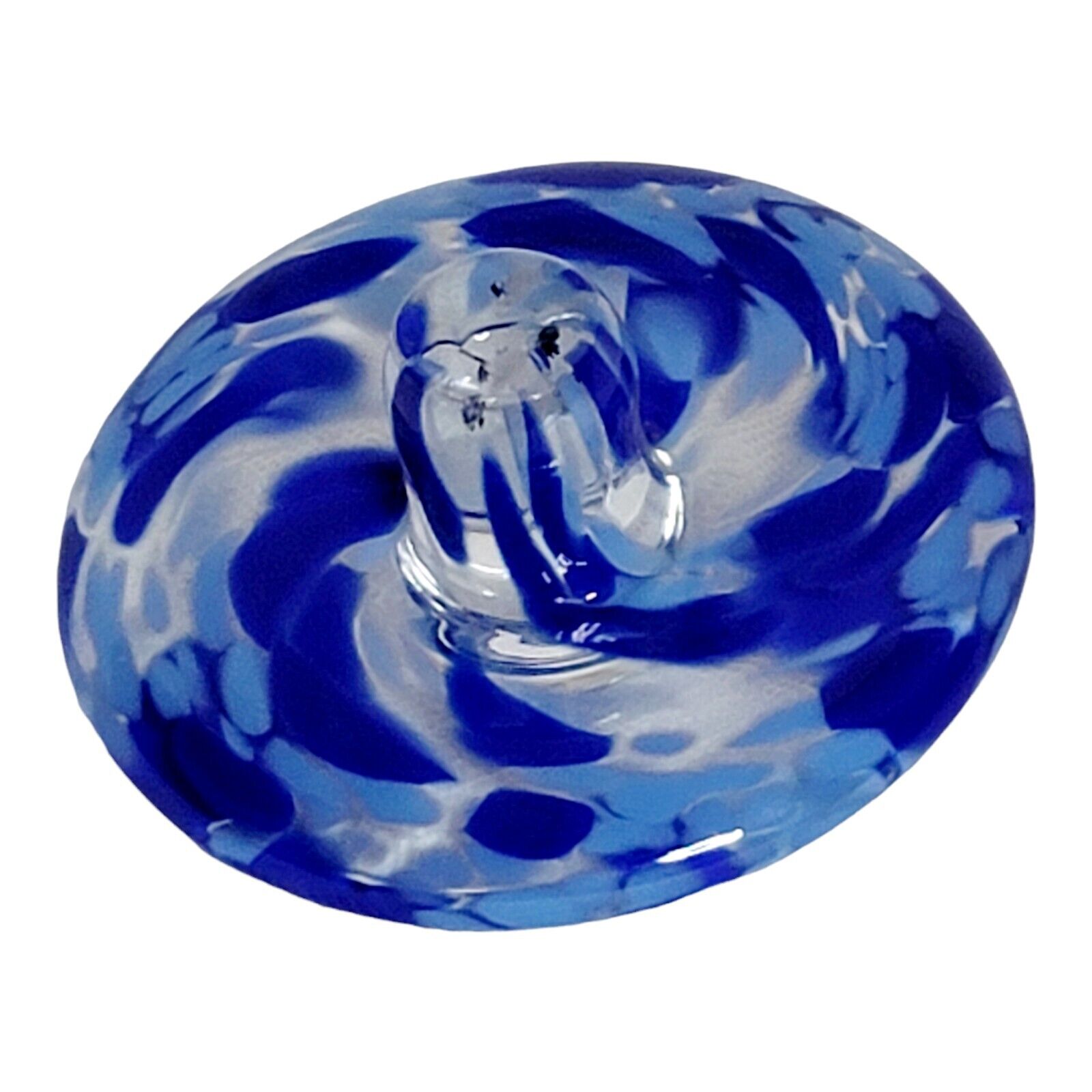 JANET ZUG GLASS STUDIO ART GLASS DESK "TOP" DREIDEL COBALT BLUE SIGNED