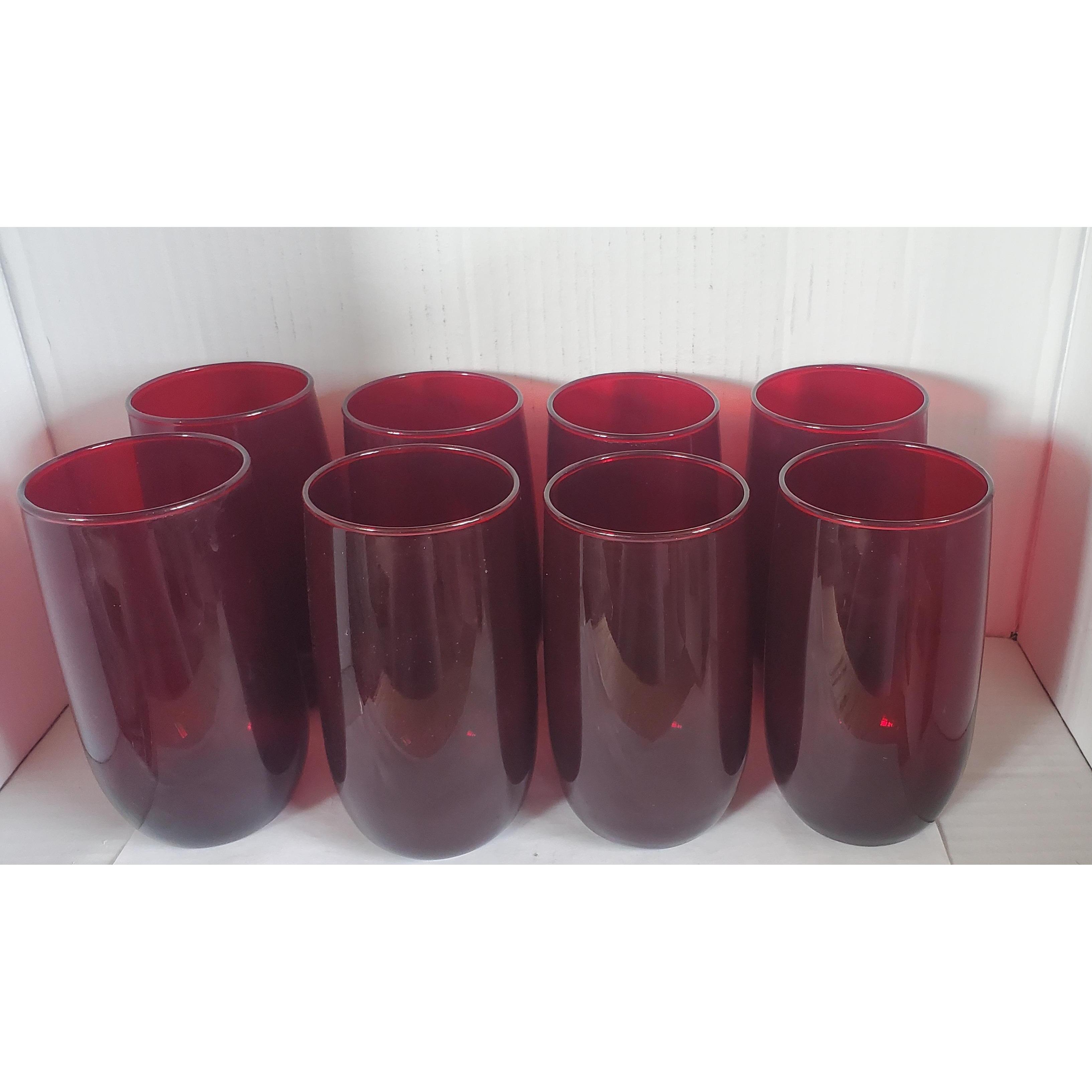 Anchor Hocking Roly Poly Royal Ruby Red Set of 8 - 13oz Flat Bottom 5 ...