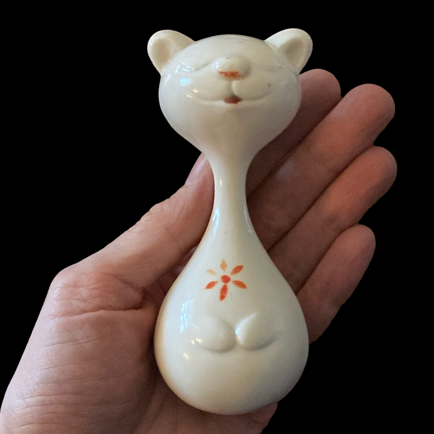 Vintage Kitty Cat Baby Rattle Toy 😻🍼👶