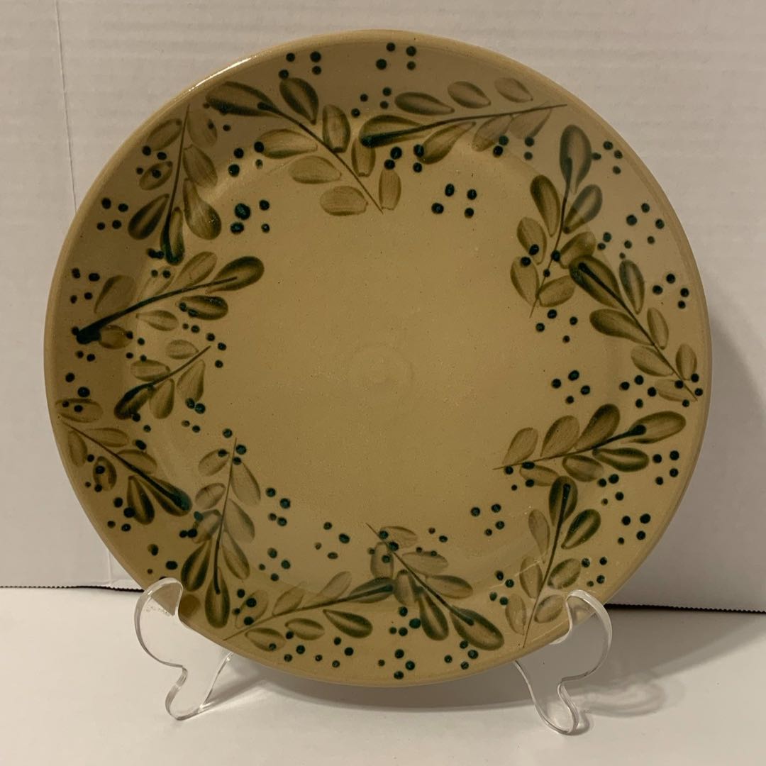 BBP Beaumont Brothers Pottery Single 9.5” Dinner Plate “Green Leaves”