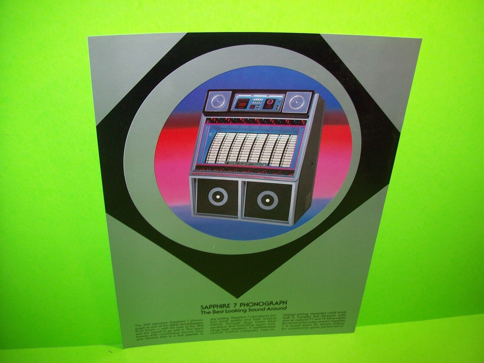 Rowe SAPPHIRE 7 Original 1983 NOS Jukebox Phonograph Music Promo Sales ...
