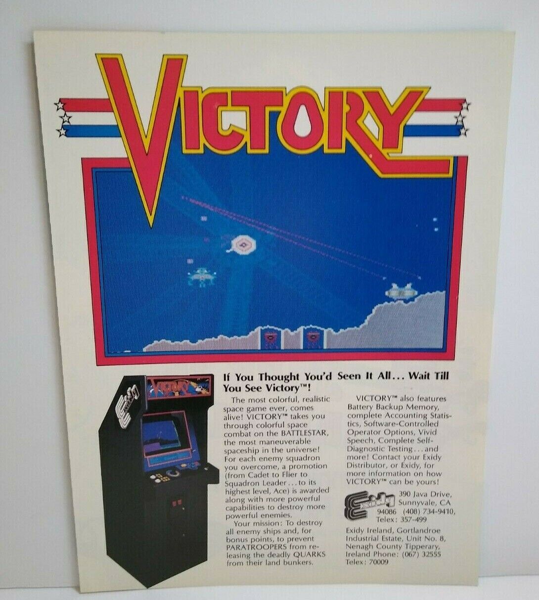 Victory + Jack The Giant Killer Original Vintage Video Arcade Game Promo Ad Art