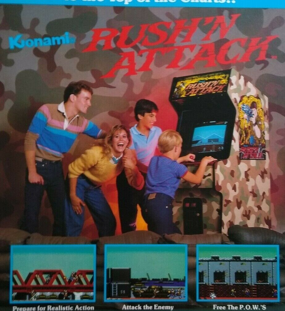 Rush N Attack Arcade FLYER Original 1985 Video Game Vintage Promo Art Retro