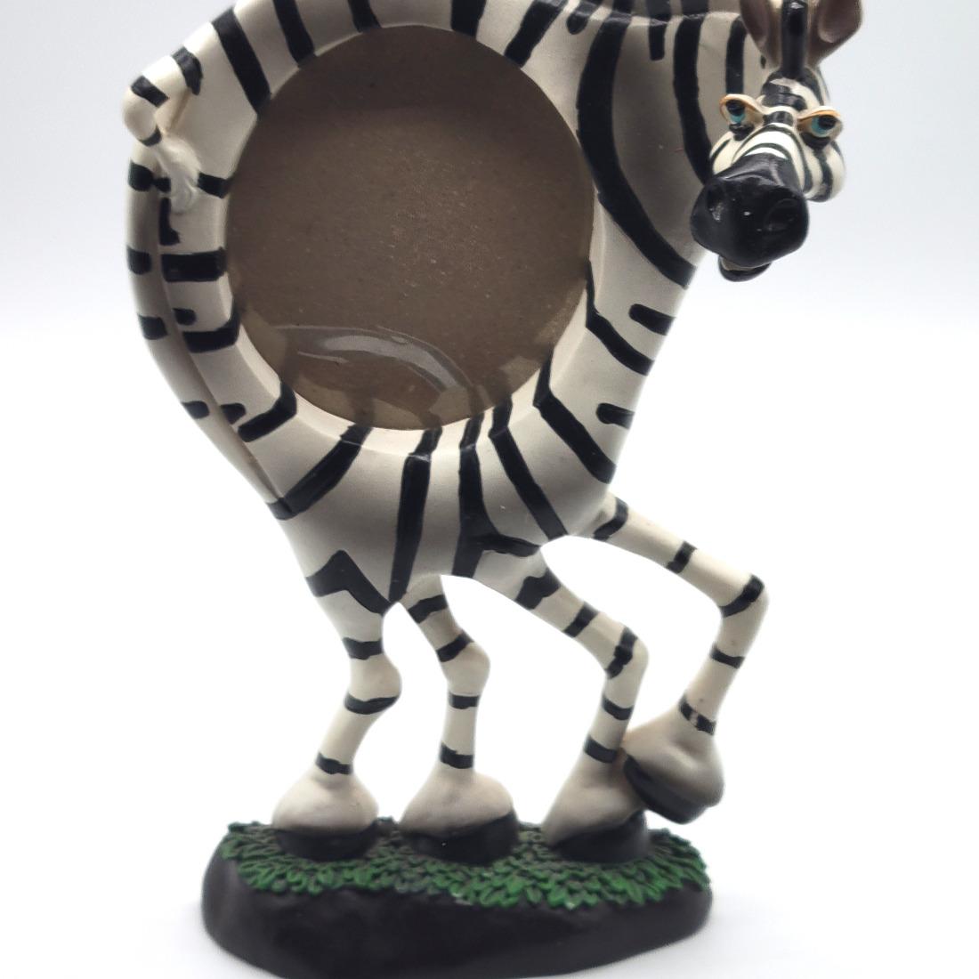 Black & White Zebra Horse Animal Shaped Resin Picture Frame 8" Tall