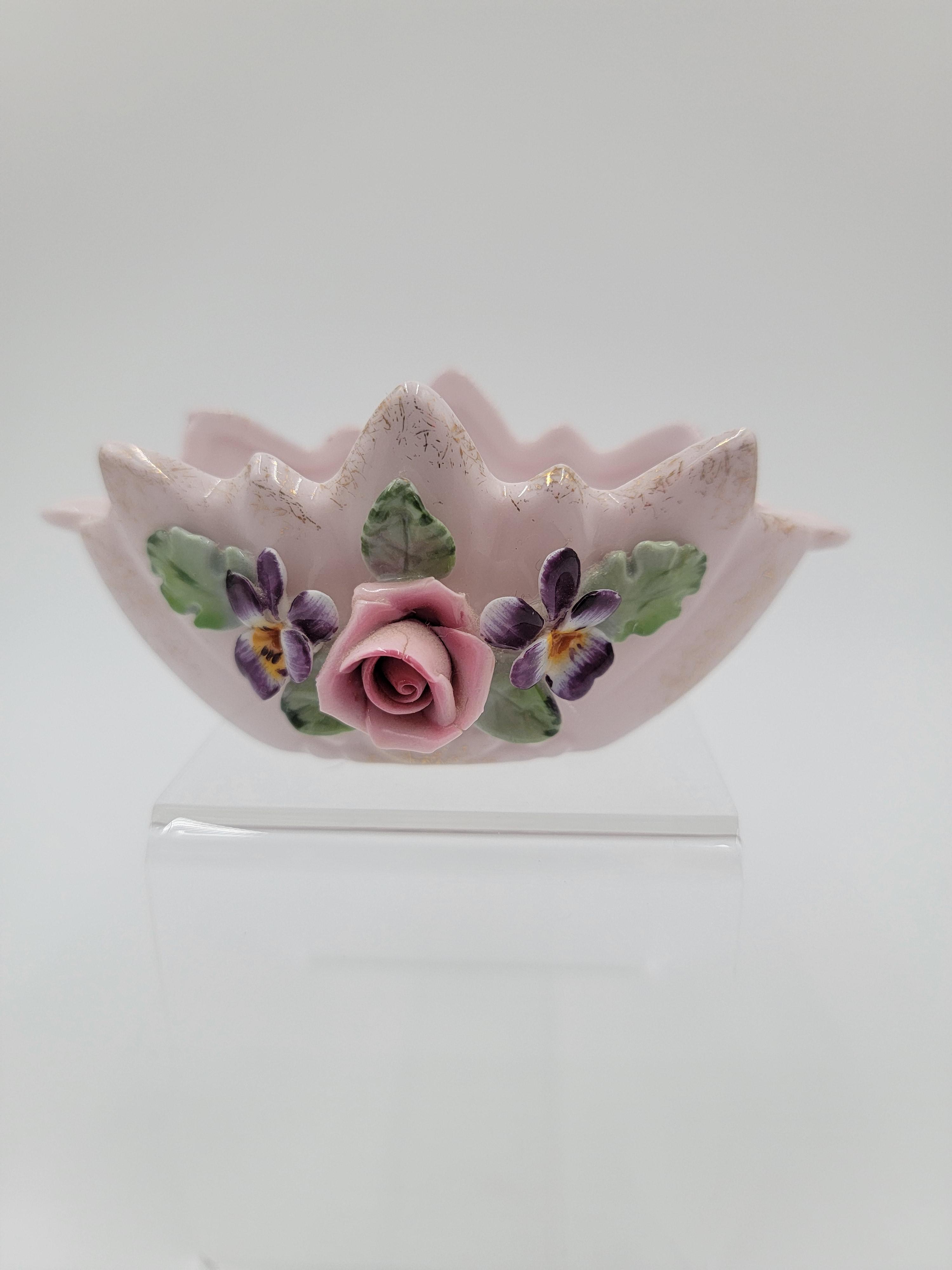 Hand-Painted Floral Ceramic Bowl