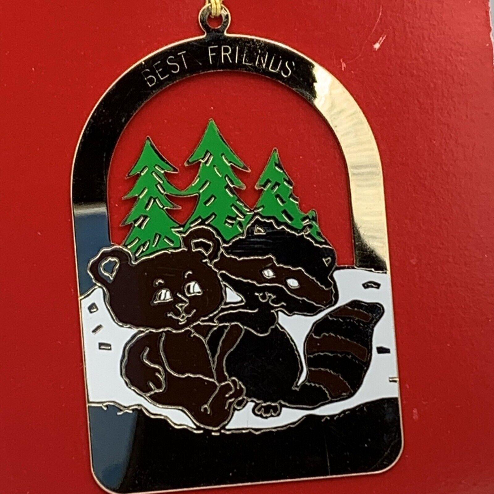 Vintage Best Friends 24k Gold Tone Gloria Duchin Ornament Racoon and ...
